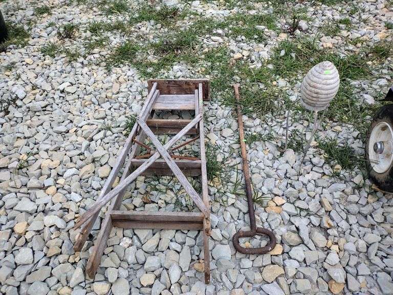 Egg decor, small step ladder, metal tool - Metzger Property Services LLC
