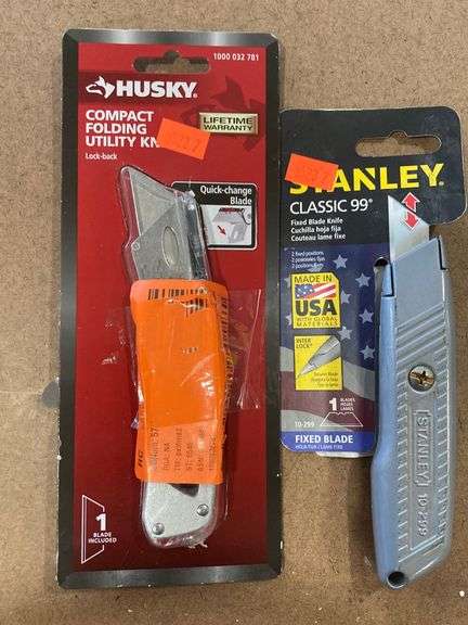Husky Compact Folding Utility Knife & Stanley Fixed Blade Knife ...