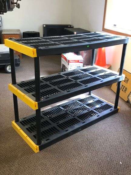 Black 3-Tier Heavy Duty Plastic Freestanding Storage Shelving Unit (48 ...