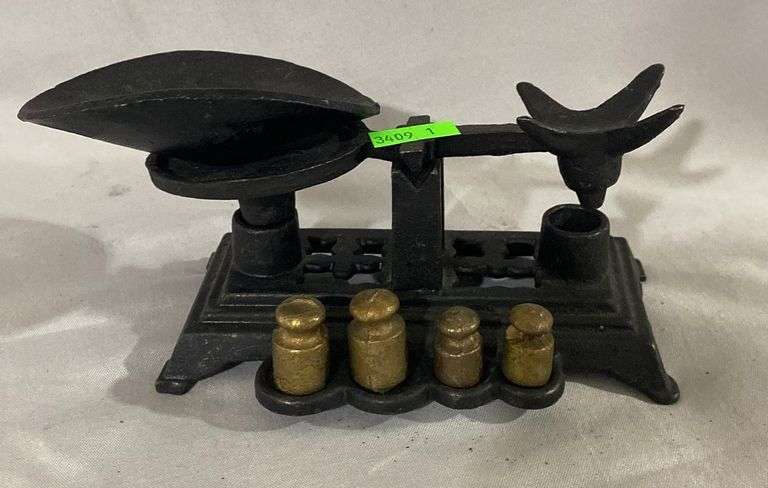 Cast iron scale with weights - Metzger Property Services LLC