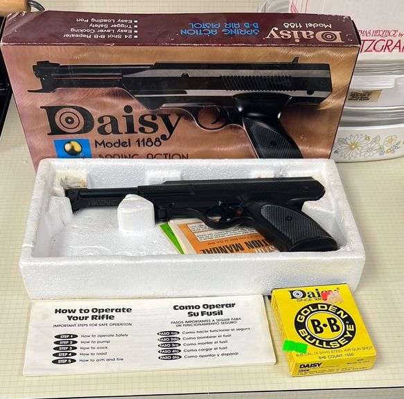 Daisy Model 1188 Soring Action B•B Air Pistol in box & Daisy Golden ...