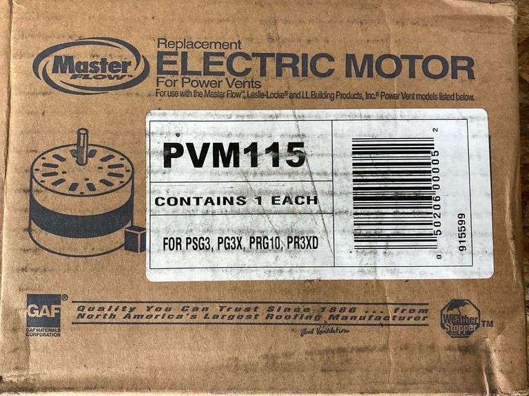 MasterFlow Replacement Electric Motor for Power Vents - Metzger ...