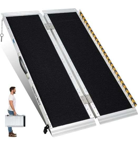HABUTWAY Portable Wheelchair Ramp 4Ft,Non-Skid Handicap Ramp Holds up ...