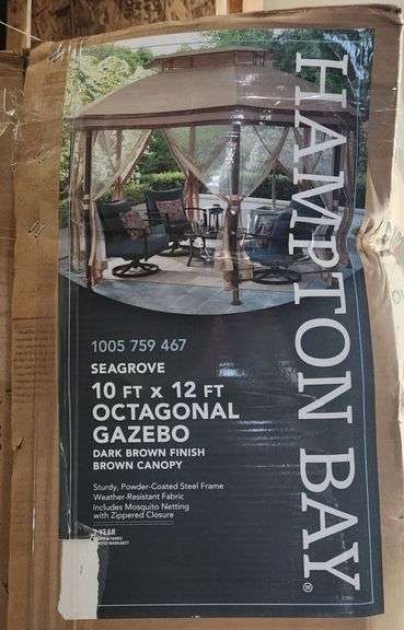 Hampton Bay Seagrove 12 ft. x 10 ft. Octagonal Steel Frame Gazebo with ...