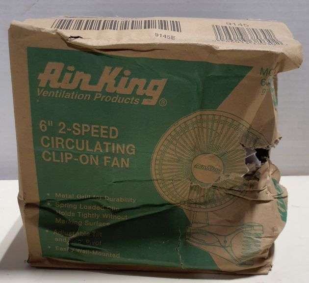 NEW AIR KING 6C507 WHITE 6" 2-SPEED CIRCULATING CLIP ON FAN - Metzger ...