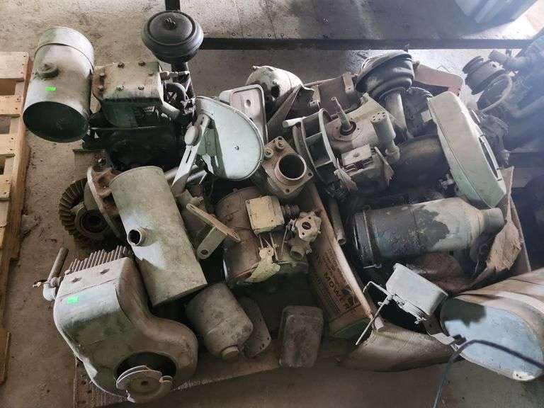 Gas engines, electric motor parts assortment, contents of pallet as ...