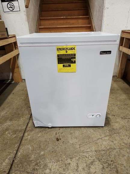 Magic Chef 5.0 cu. ft. Chest Freezer in White Dented on back and front ...