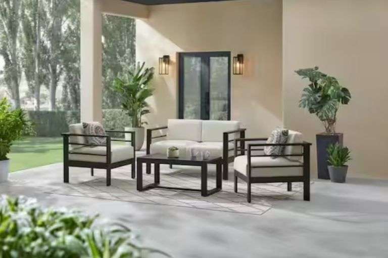 Home Decorators Collection Kentwell Black 4-Piece Aluminum Outdoor ...