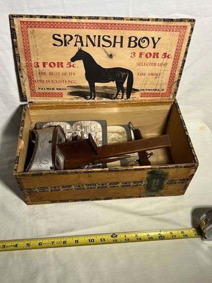 Spanish Boy Cigar Box with contents including - Antique Victorian 3-D ...