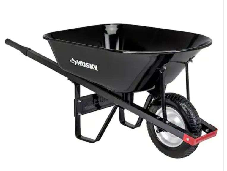Husky 6 cu. ft. Steel Wheelbarrow with Flat Free Tire - Metzger ...