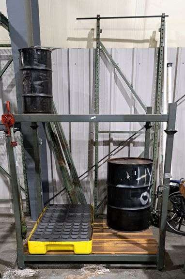 Barrel Stack Rack w/ Plastic Drain Tote, & 55 Gallon Drum Pump ...
