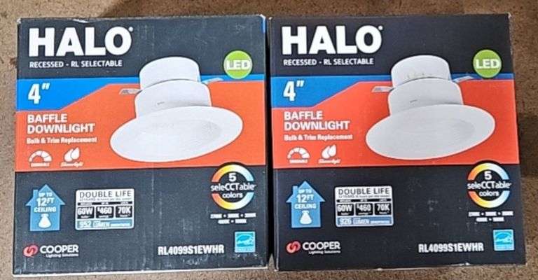 2 boxes of HALO RL4 Series 4-inch recessed LED retrofit module ...