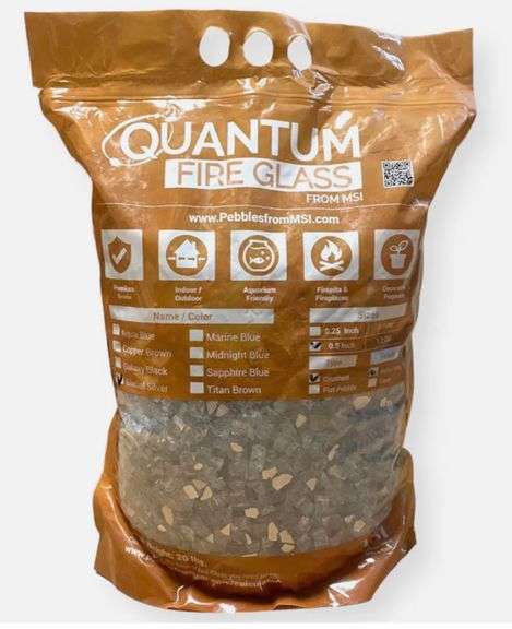 Quantum Glacial Silver Gray Fire Glass Crushed Reflective .5” Pebbles ...