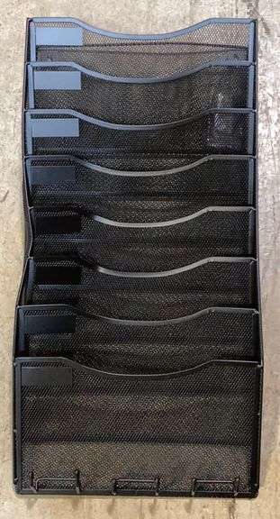 Flexzion Wall Hanging File Organizer Metal File Holder 8-Pocket Black ...