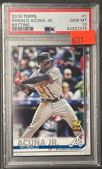 Graded 2019 Baseball Topps Ronald Acuna Jr. Rookie Card Batting GEM MT ...
