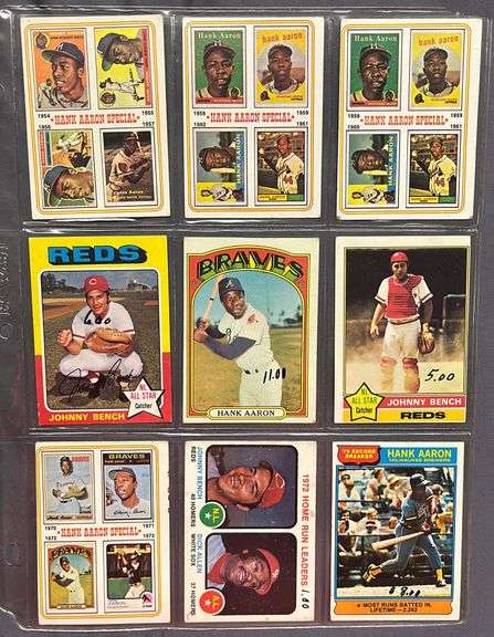 Baseball Card Assortment - Johnny Bench, Hank Aaron - Metzger Property