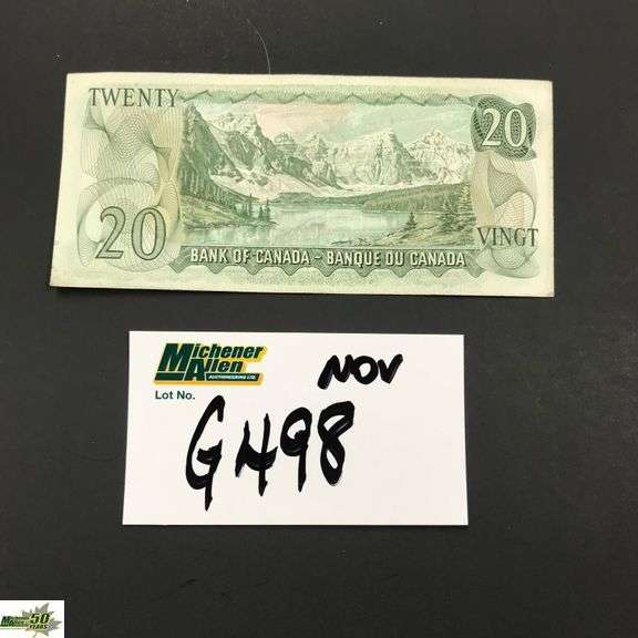 1969 CAD TWENTY DOLLAR NOTE PREFIX E/F - Michener Allen Auctioneering Ltd