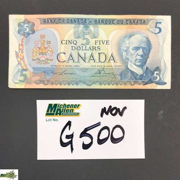 1979 CAD FIVE DOLLAR NOTE - Michener Allen Auctioneering Ltd