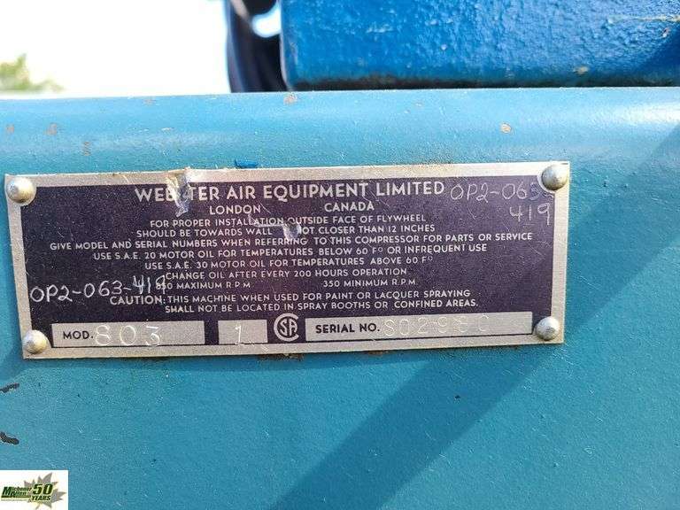 Webster Air Compressor-1 Pallet - Michener Allen Auctioneering Ltd