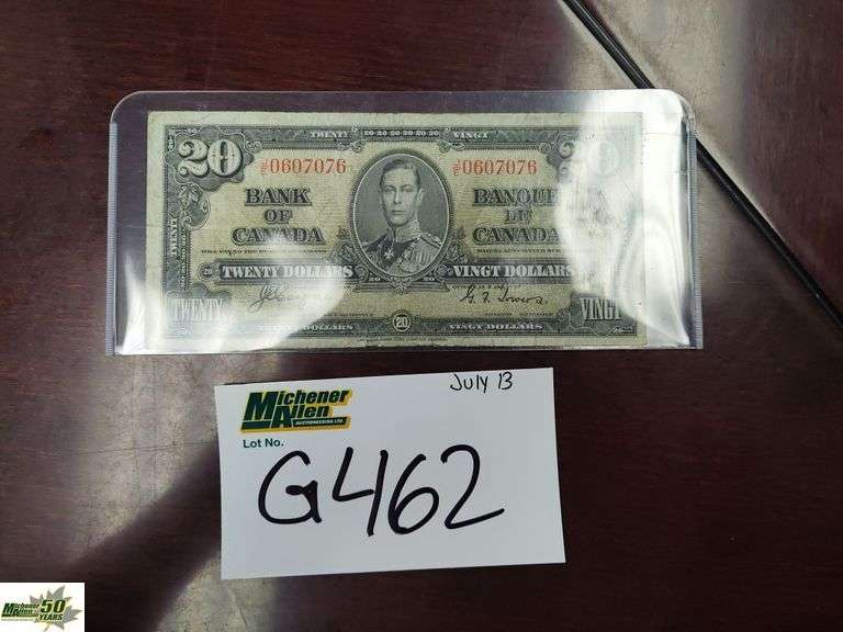 1937 CAD TWENTY DOLLAR BILL QTY 1 - Michener Allen Auctioneering Ltd