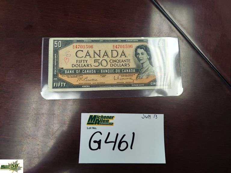 1954 CAD FIFTY DOLLAR BILL QTY 1 - Michener Allen Auctioneering Ltd