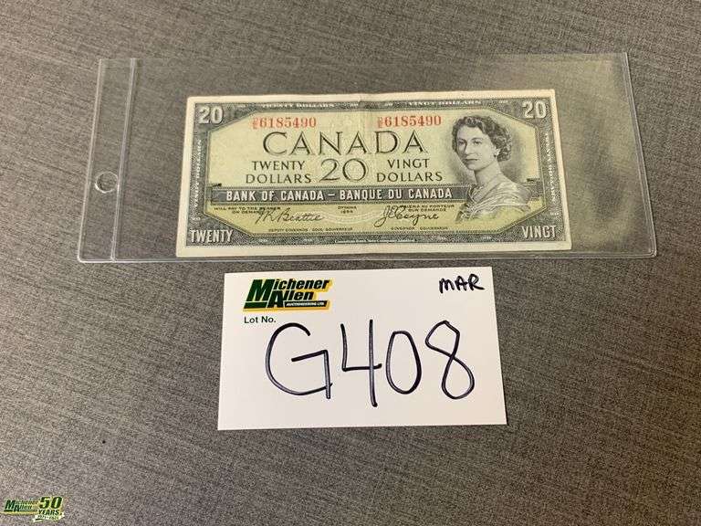 1954 Canada $20.00 Devil’s Face Note - Qty 1 - Michener Allen ...