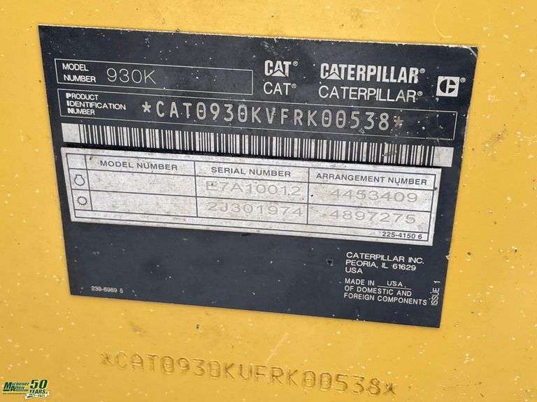 Non-Operable 2017 Caterpillar 930K Wheel Loader - Michener Allen ...