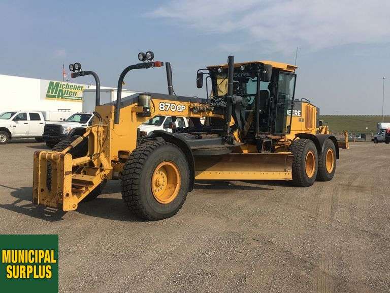 2012 John Deere 870GP Grader Ripper/Scarifier, Snow Wing, Front Lift ...