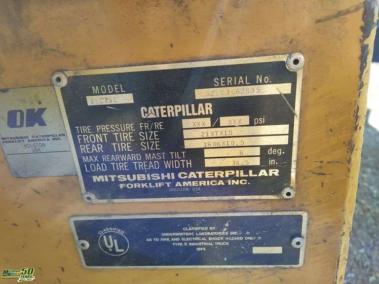 Non-Operable Caterpillar 2EC25E 4600 LBS Forklift - Michener Allen ...