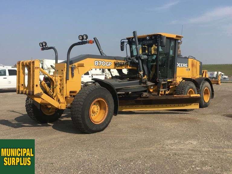 2011 John Deere 870GP Grader Ripper/Scarifier, Snow Wing, Front Lift ...