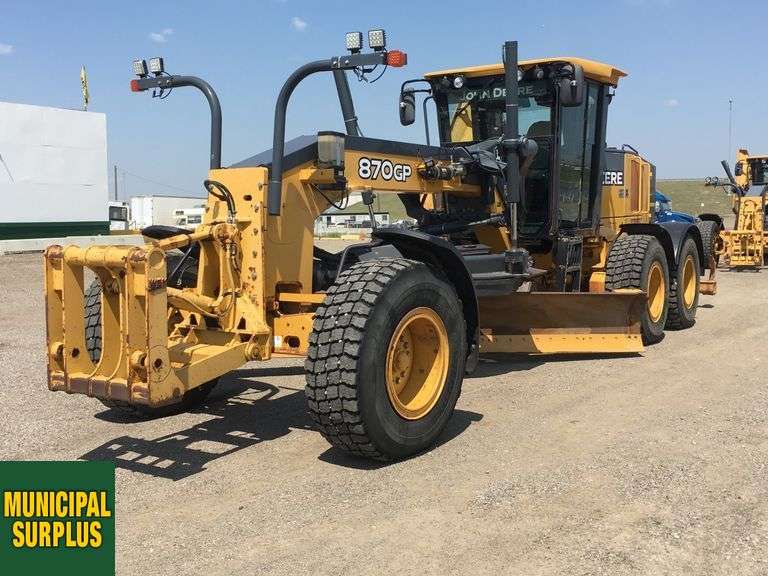 2012 John Deere 870GP Grader Ripper/Scarifier, Snow Wing, Front Lift ...