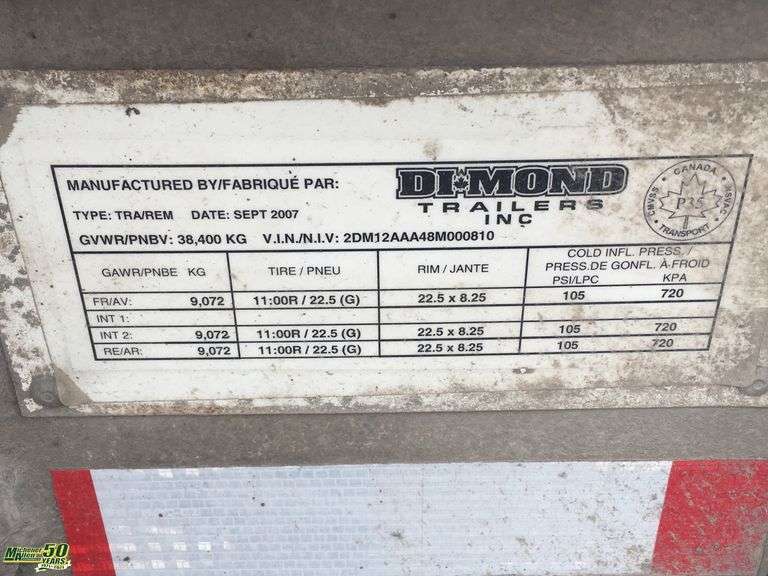 2008 Di-Mond Trailers TRI/A 53ft. Chassis Trailer - Michener Allen ...