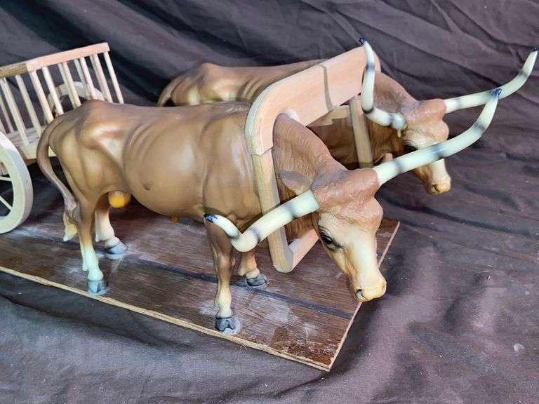 BREYER LONGHORN BULL PULLING CART - McLaughlin Auctioneers, LLC- mc-bid.com