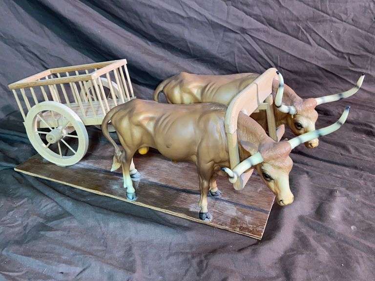 BREYER LONGHORN BULL PULLING CART - McLaughlin Auctioneers, LLC- mc-bid.com