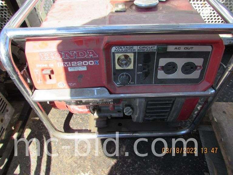 Honda EB2200X Generator - McLaughlin Auctioneers, LLC- mc-bid.com