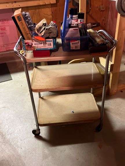 VINTAGE CART AND STEP STOOL - McLaughlin Auctioneers, LLC- mc-bid.com