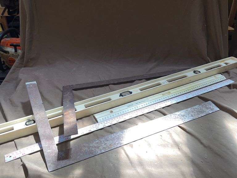 LEVEL, MEASURING STICKS AND SQUARES - McLaughlin Auctioneers, LLC- mc ...