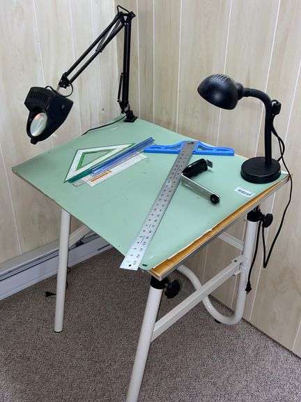 DRAFTING TABLE, LIGHTS AND RULERS - McLaughlin Auctioneers, LLC- mc-bid.com
