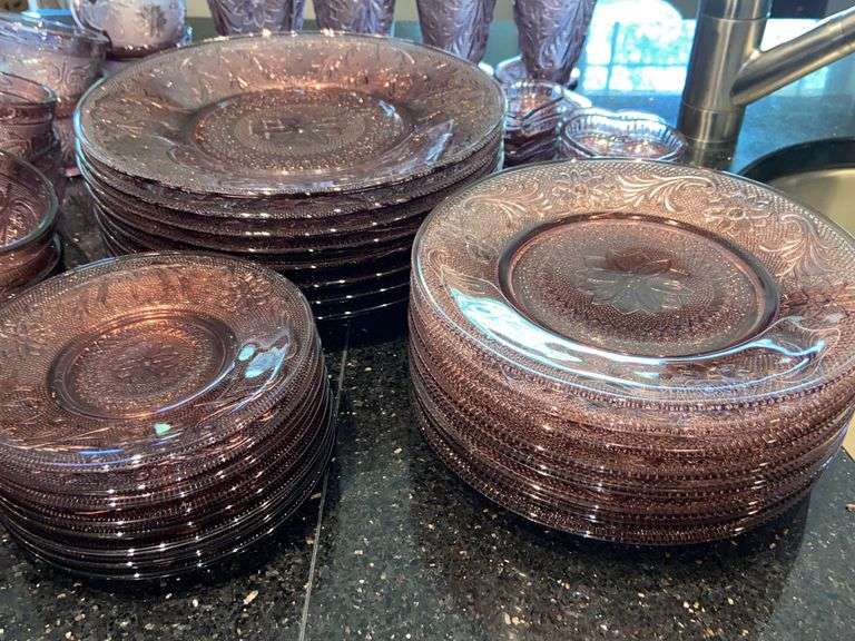 Home interiors Tiara Glass purple plum amethyst dinnerware - McLaughlin ...