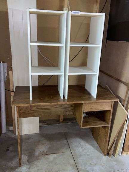 (2) CUBBY SHELVES AND DESK - McLaughlin Auctioneers, LLC- mc-bid.com
