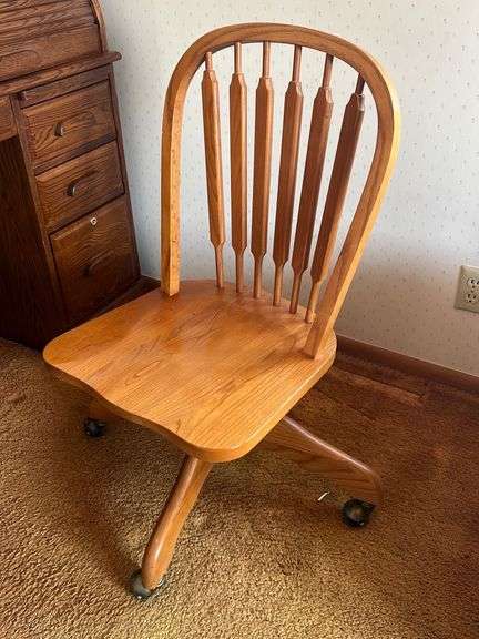 WOODEN DESK CHAIR - McLaughlin Auctioneers, LLC- mc-bid.com