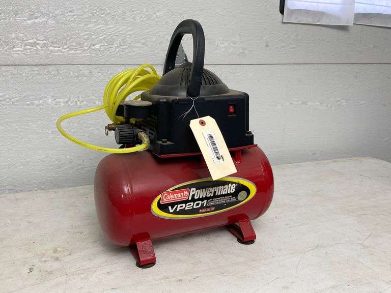 Coleman Powermate VP201 air compressor - McLaughlin Auctioneers, LLC ...