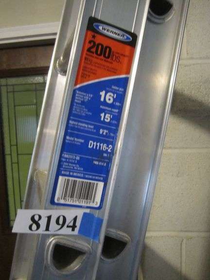 Werner 16 ft. aluminum extension ladder - Mark Van Hook, Auctioneer