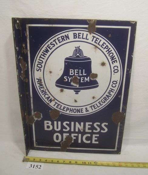 Antique Southwestern Bell Telephone double-sided enamel sign - Mark Van ...