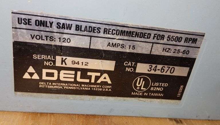 Delta 10-in table saw 34-670 - Mark Van Hook, Auctioneer