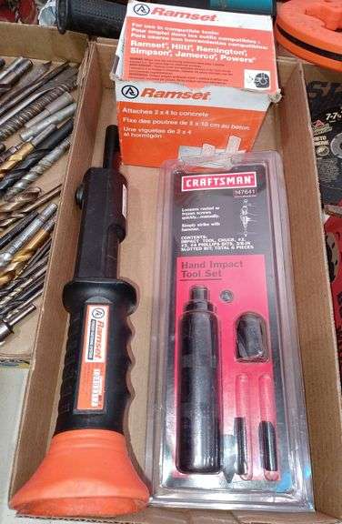 Drill bits, hand impact tool set, Ramset power fastening system, other ...