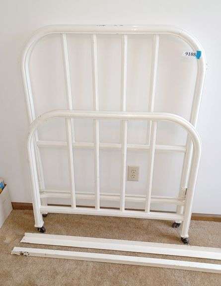 Antique metal twin bed frame with rails - Mark Van Hook, Auctioneer