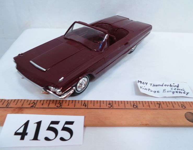 1964 Burgundy Ford Thunderbird convertible AMT Dealer Promo model car ...