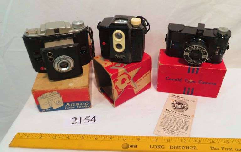 Ansco Clipper, Ansco Panda, & Falcon Candid cameras in boxes - Mark Van ...