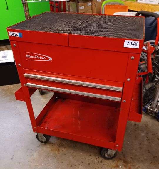 Blue-Point rolling tool cart with slide open bin top, two drawers ...